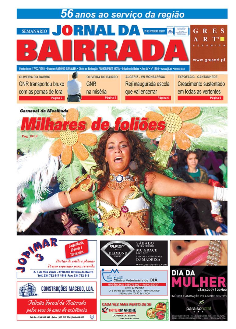 Edição Digital n.º 1884 de 21 de fevereiro de 2007 - Jornal da Bairrada